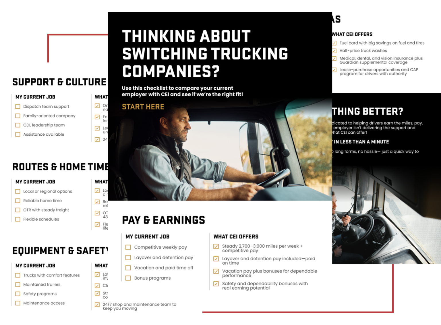 Driver Comparison Checklist | Get Better Pay & Support with CEI
