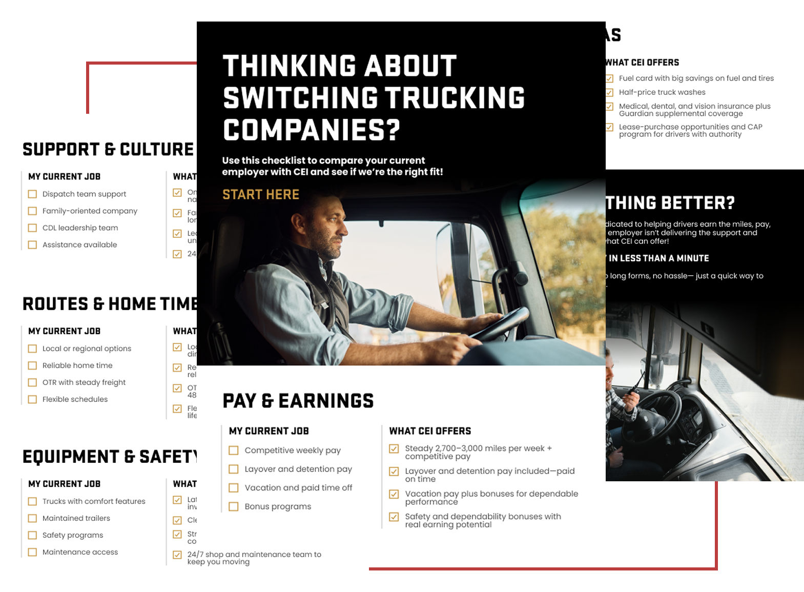 Driver Comparison Checklist | Get Better Pay & Support with CEI